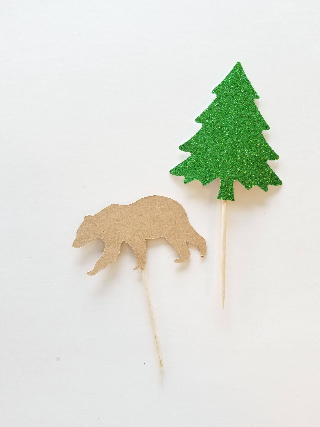 Bear and Trees Cupcake Toppers Combo One Happy Camper - Etsy