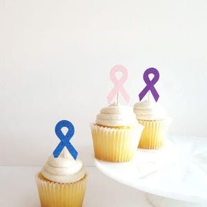 Cancer Ribbon Cupcake Toppers | Invisible Illness, Cancer Party ...