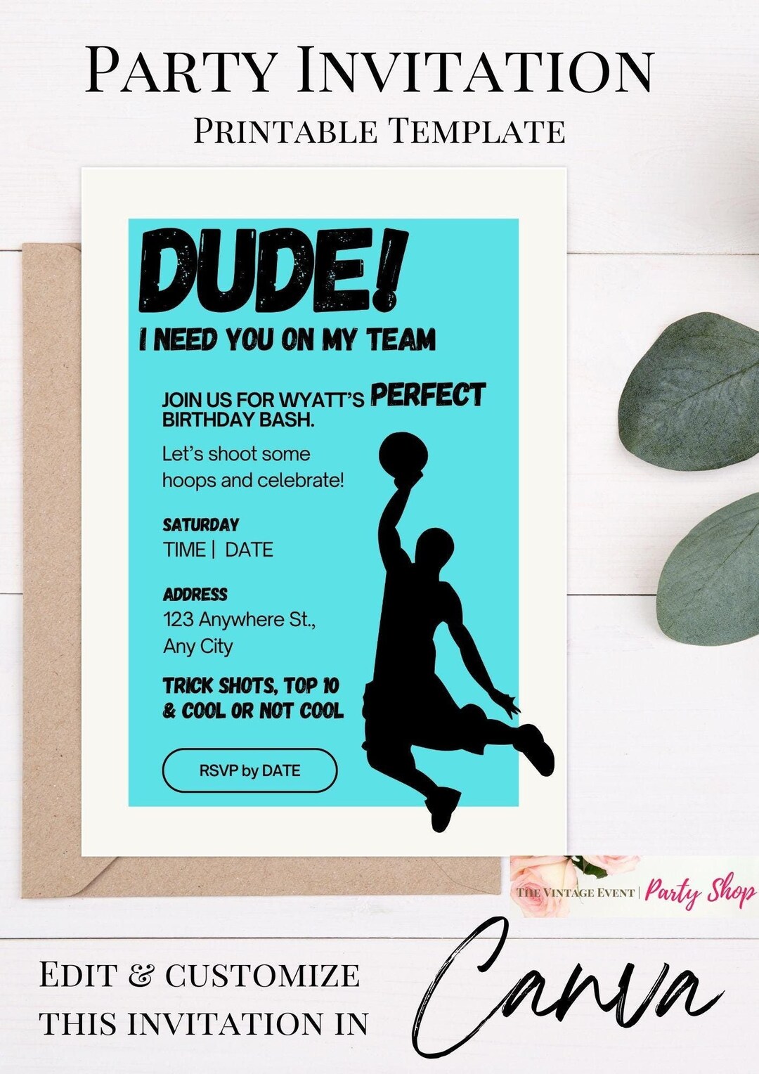 Party Invitation TEMPLATE | DUDE Party | Canva Template - Etsy