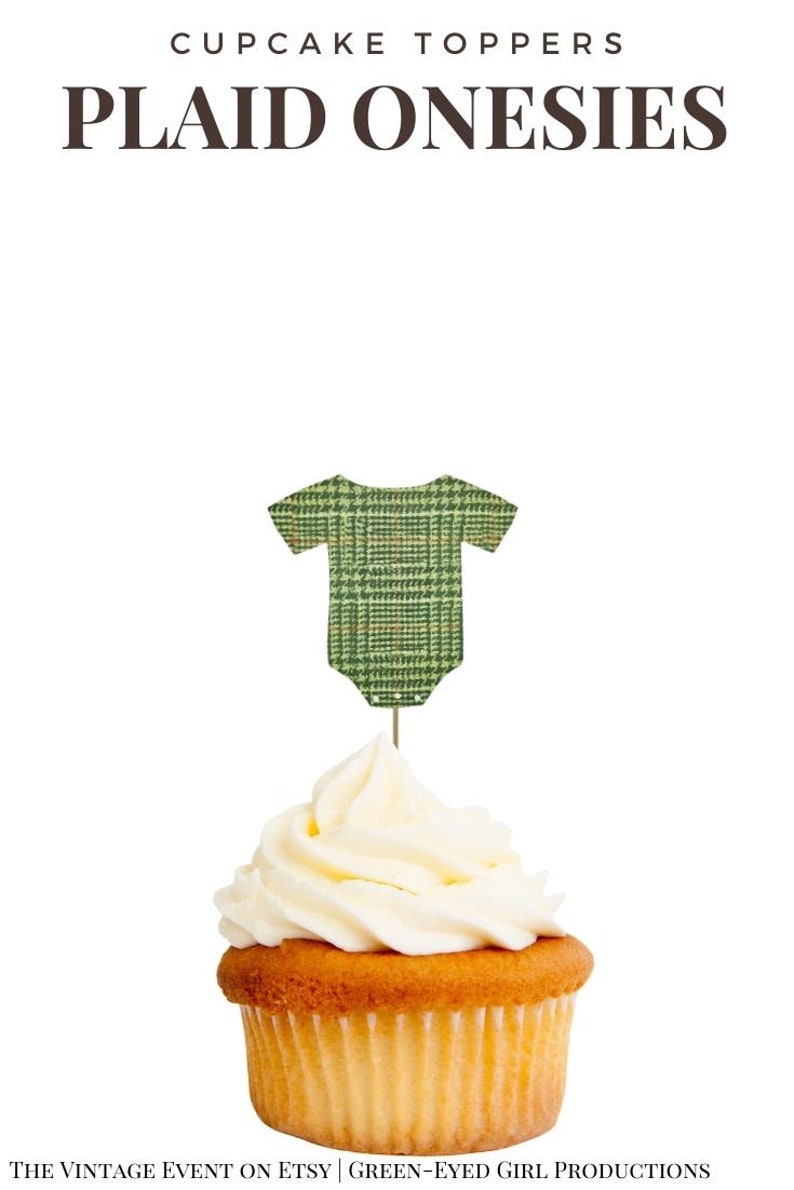 Onesie Cupcake Toppers or Confetti | PLAID | Camping Party Decorations ...