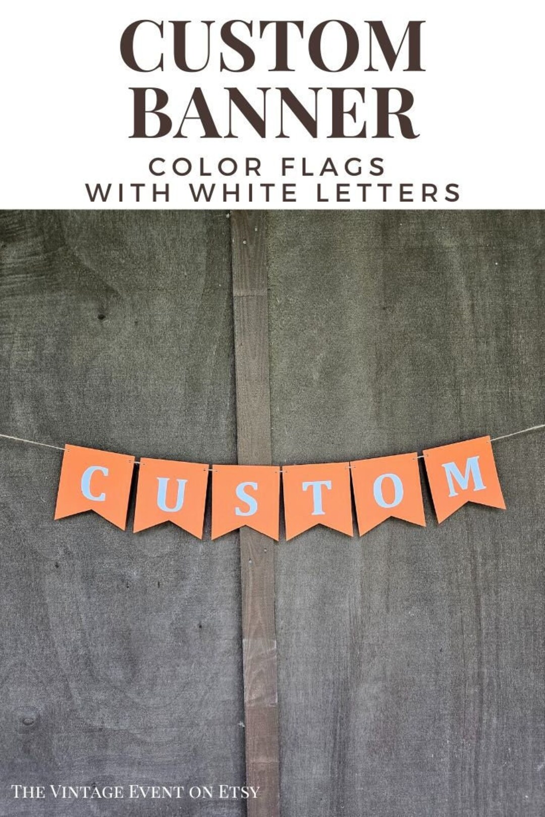 Custom Letter Banner | 3" | WHITE Letters on COLOR Flags - Etsy