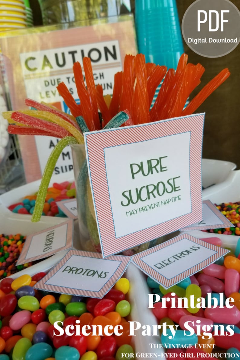 Science Birthday Party Printables Science Party Labels 24 - Etsy