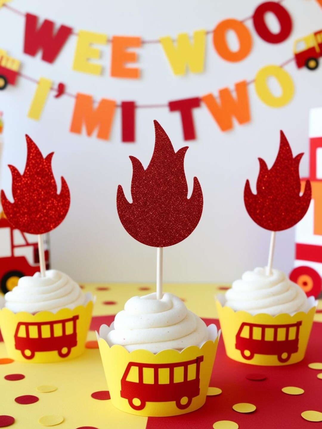 Flame | Confetti and Cupcake Toppers, Die Cut Shapes, Party Decorations ...