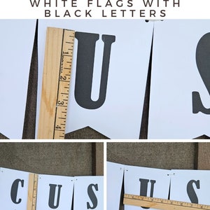 Custom Letter Banner | 3" | BLACK Letters on WHITE Flags - Etsy