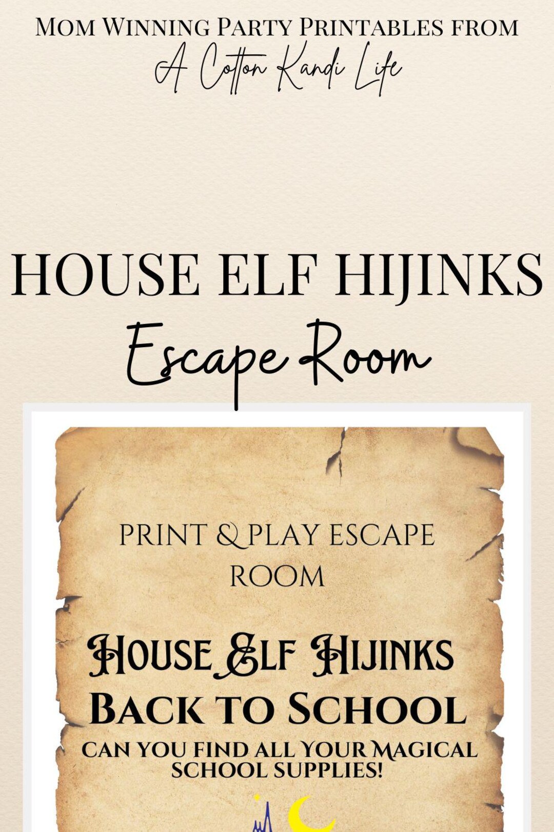 Wizard Escape Room House Elf Hijinks Birthday Party Theme PRINTABLE - Etsy