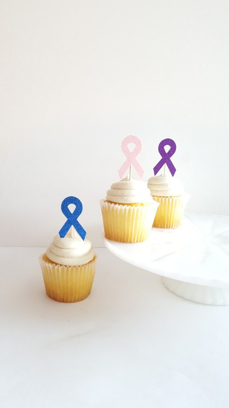 Cancer Ribbon Cupcake Toppers Invisible Illness Cancer - Etsy