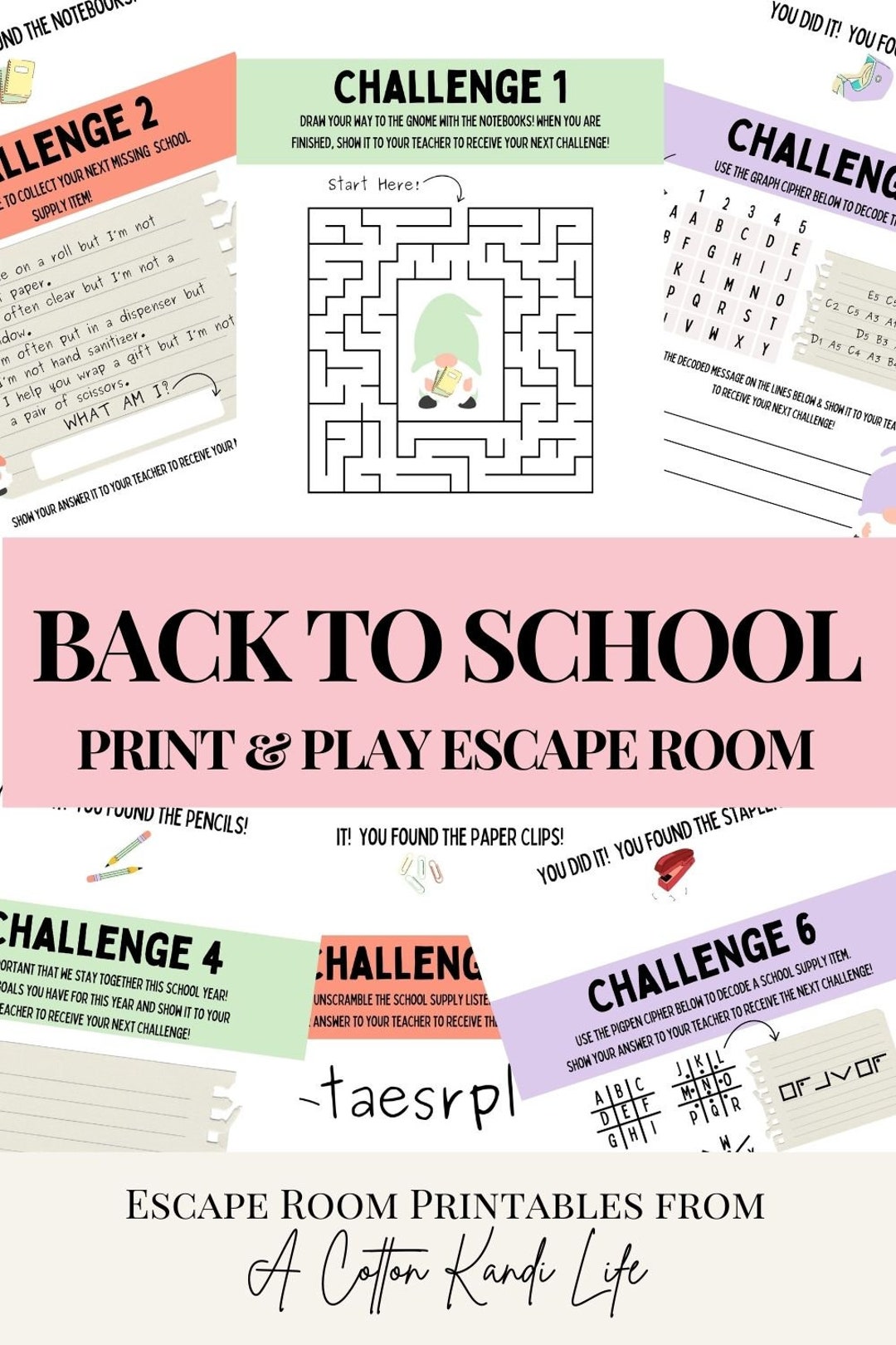 Escape Room | BACK to SCHOOL | Gnome Games, Print and Play, PDF - Etsy
