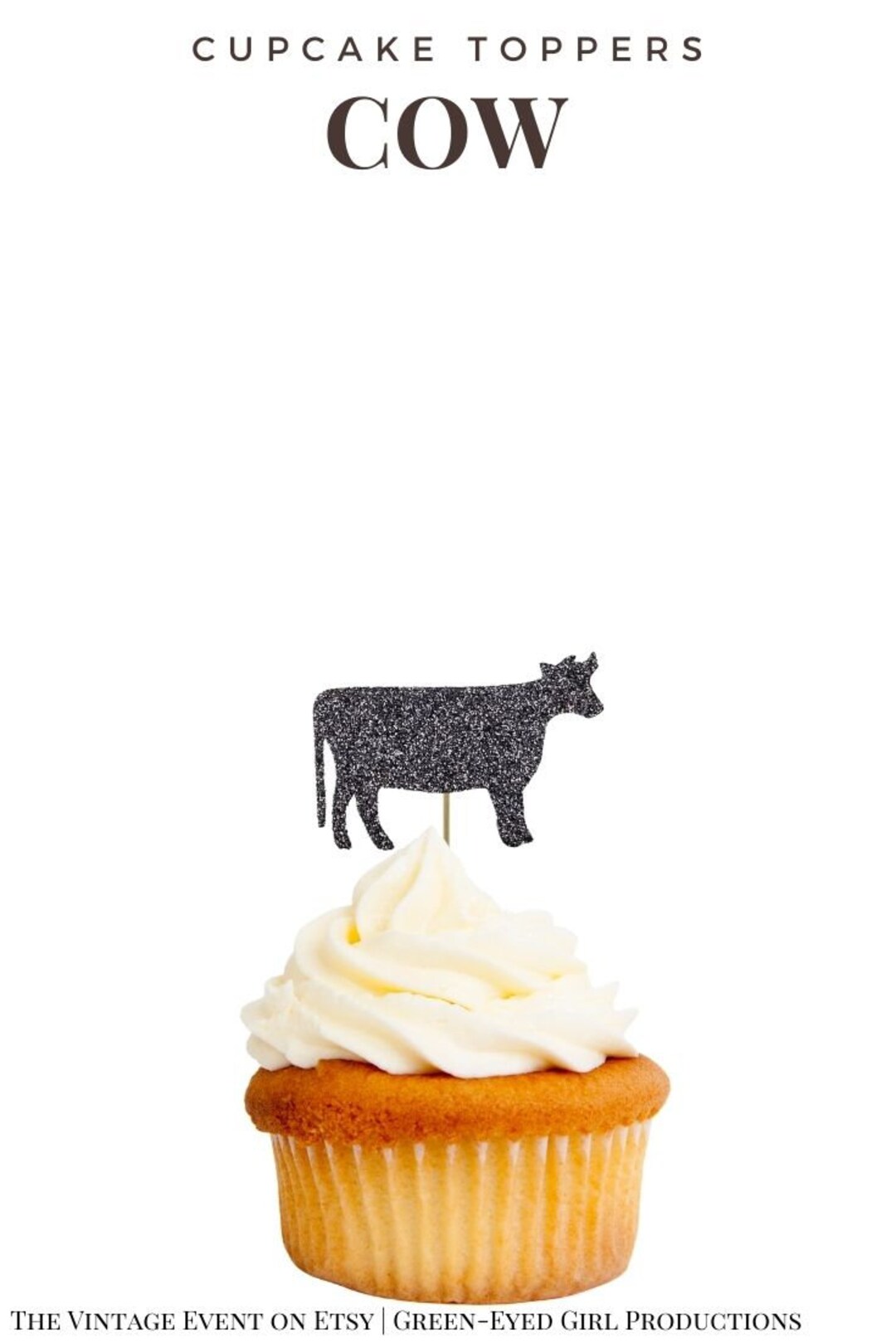 Cow | Confetti & Cupcake Toppers | Die Cut Shapes | GLITTER - Etsy