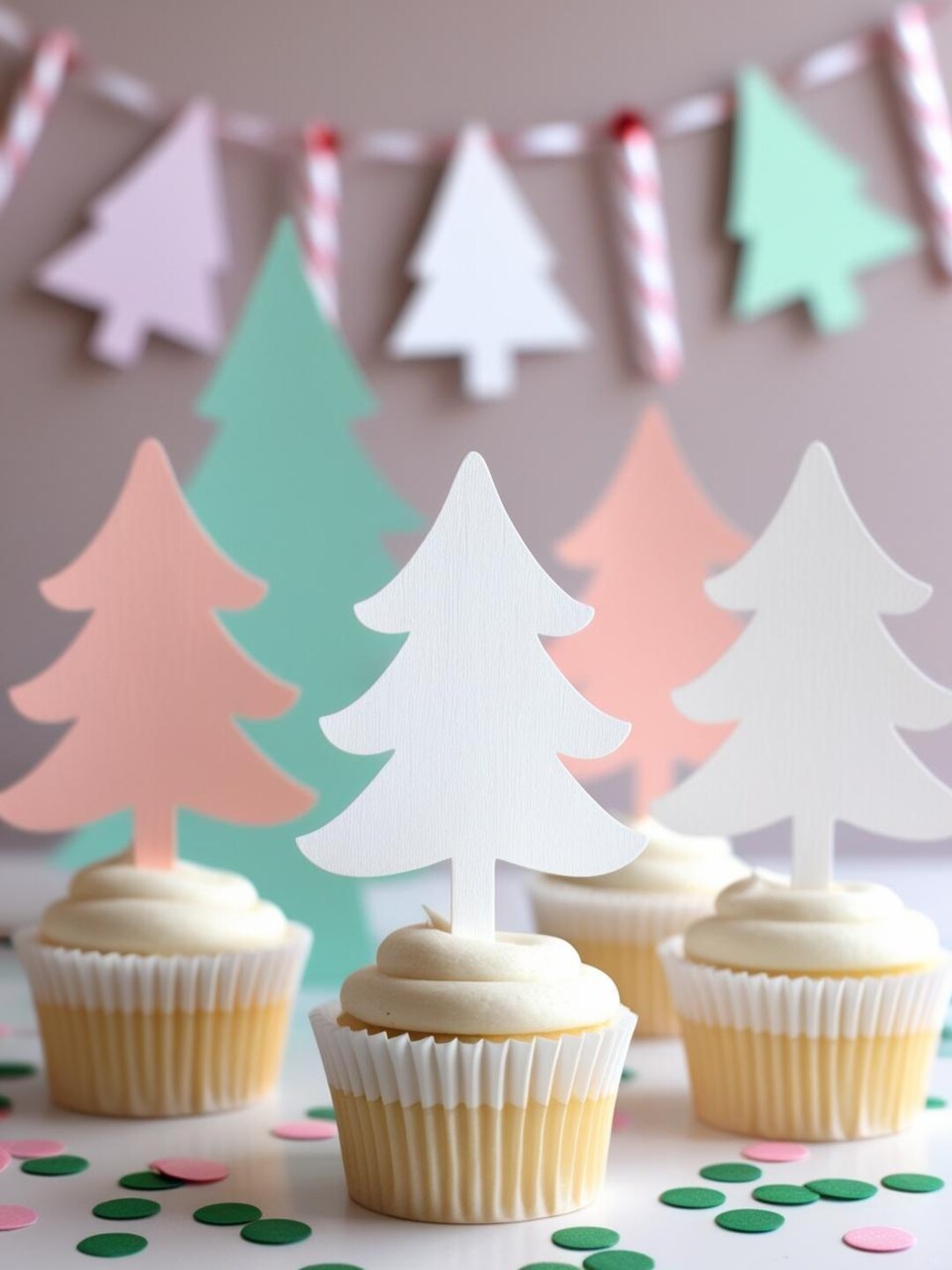 Tree | Cupcake Toppers or Confetti | Die Cut Shapes | CARDSTOCK - Etsy