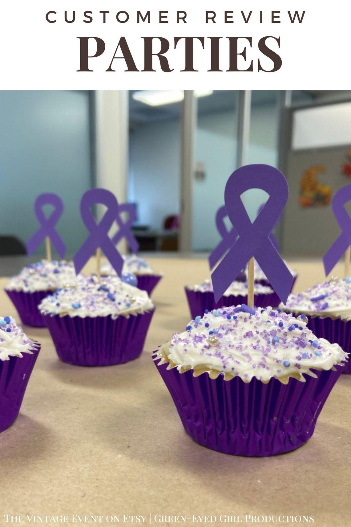 Cancer Ribbon Cupcake Toppers | Invisible Illness, Cancer Party ...