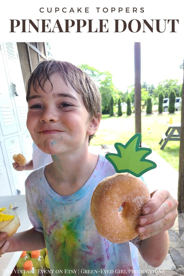 Pineapple Donut Fronds | Pineapple Cupcake Toppers | CARDSTOCK - Etsy