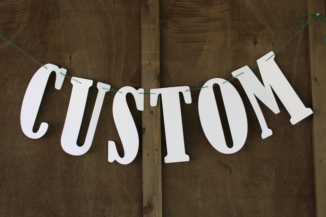 Custom Letter Banner | 10.5" | CARDSTOCK on GREEN Twine - Etsy