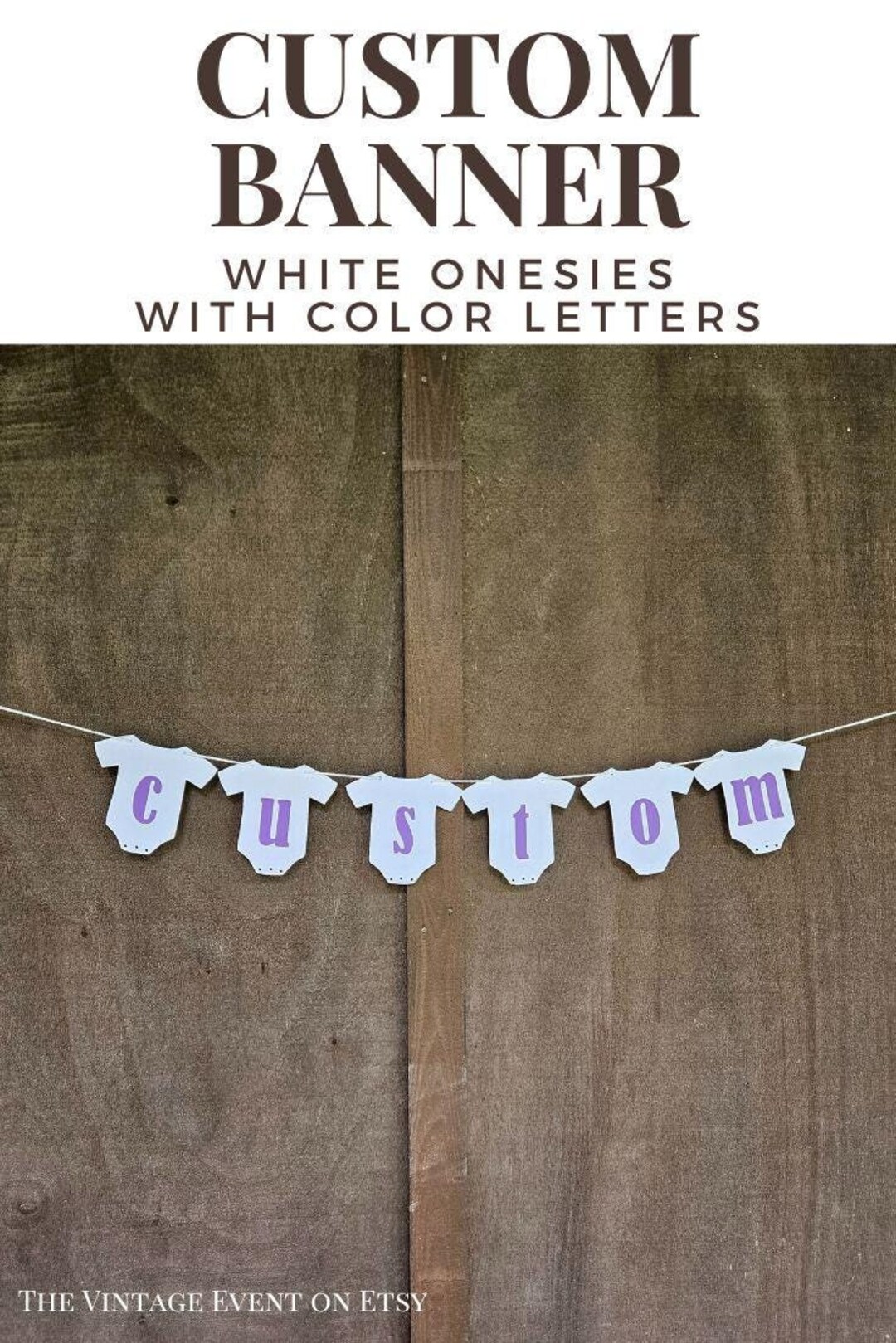 Custom Letter Banner | 3" | COLOR Letters on WHITE Onesies - Etsy