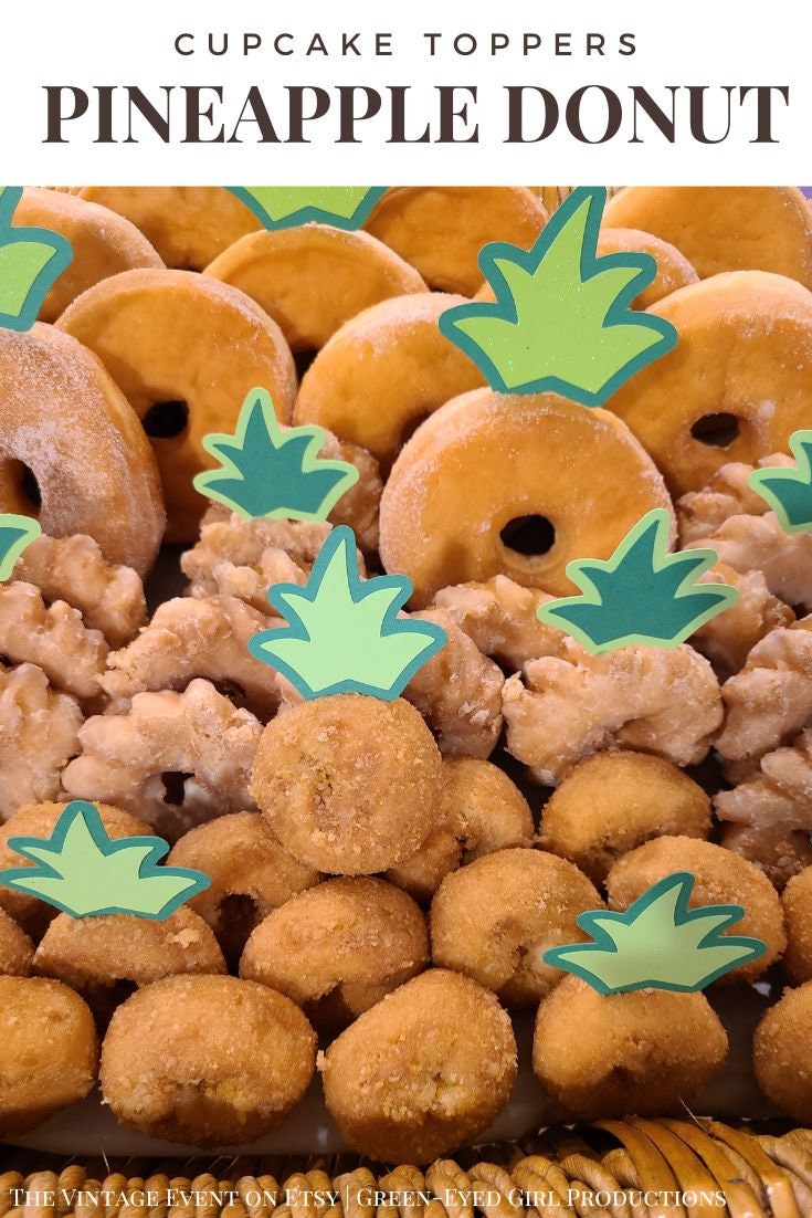 Pineapple Donut Fronds | Pineapple Cupcake Toppers | CARDSTOCK - Etsy