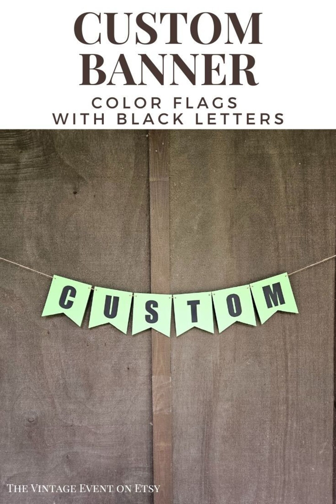 Custom Letter Banner | 3" | BLACK Letters on COLOR Flags - Etsy