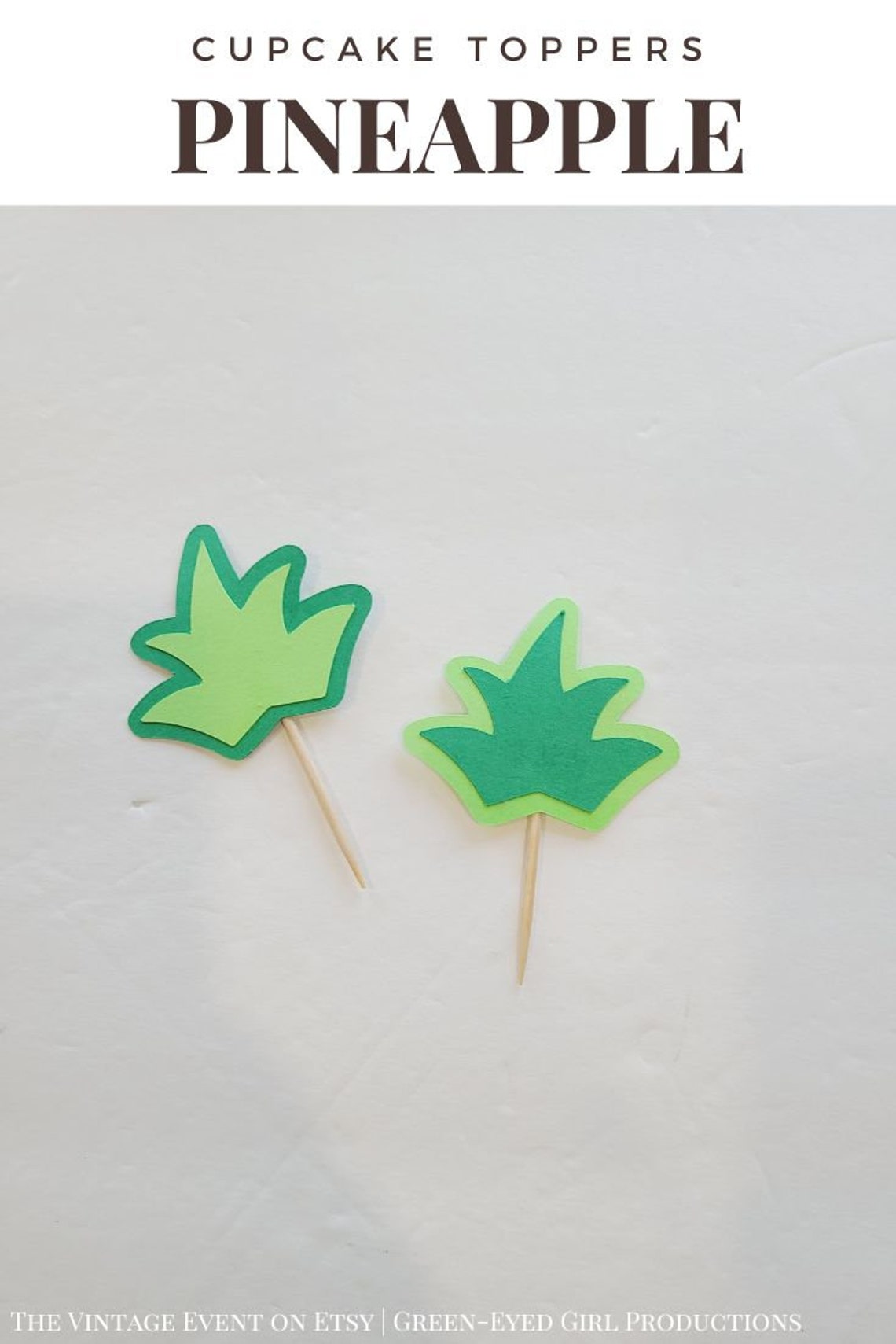 Pineapple Donut Fronds | Pineapple Cupcake Toppers | CARDSTOCK - Etsy