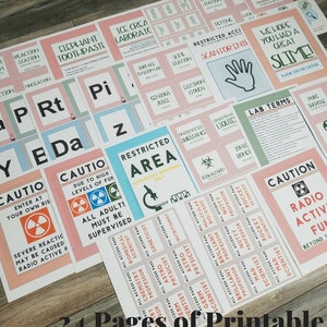 Science Birthday Party Printables | Science Party Labels | 24 Pages - Etsy