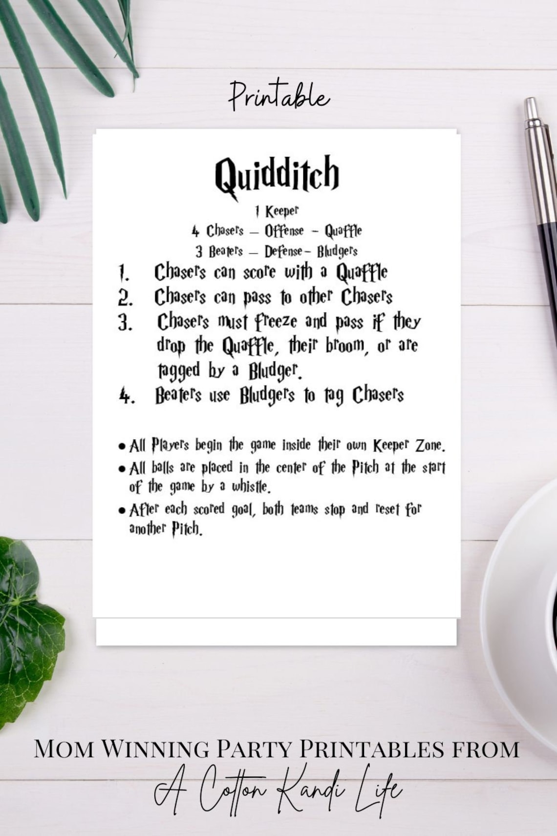 Quidditch Rules Printable Sign, Wizarding World Birthday Party Games - Etsy