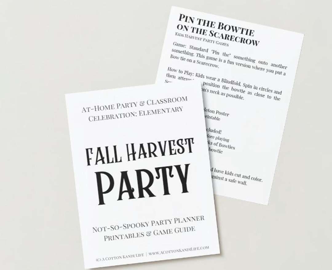 Harvest Party Printable for a Classroom Party, Halloween Lesson Plans ...