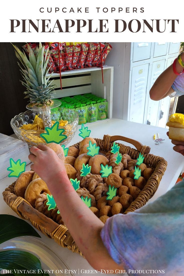 Pineapple Donut Fronds | Pineapple Cupcake Toppers | CARDSTOCK - Etsy