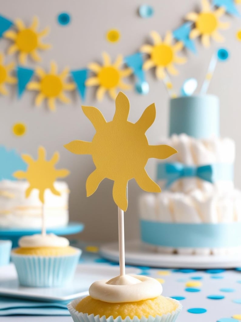 Sun | Cupcake Toppers or Confetti | Die Cut Shapes | CARDSTOCK - Etsy