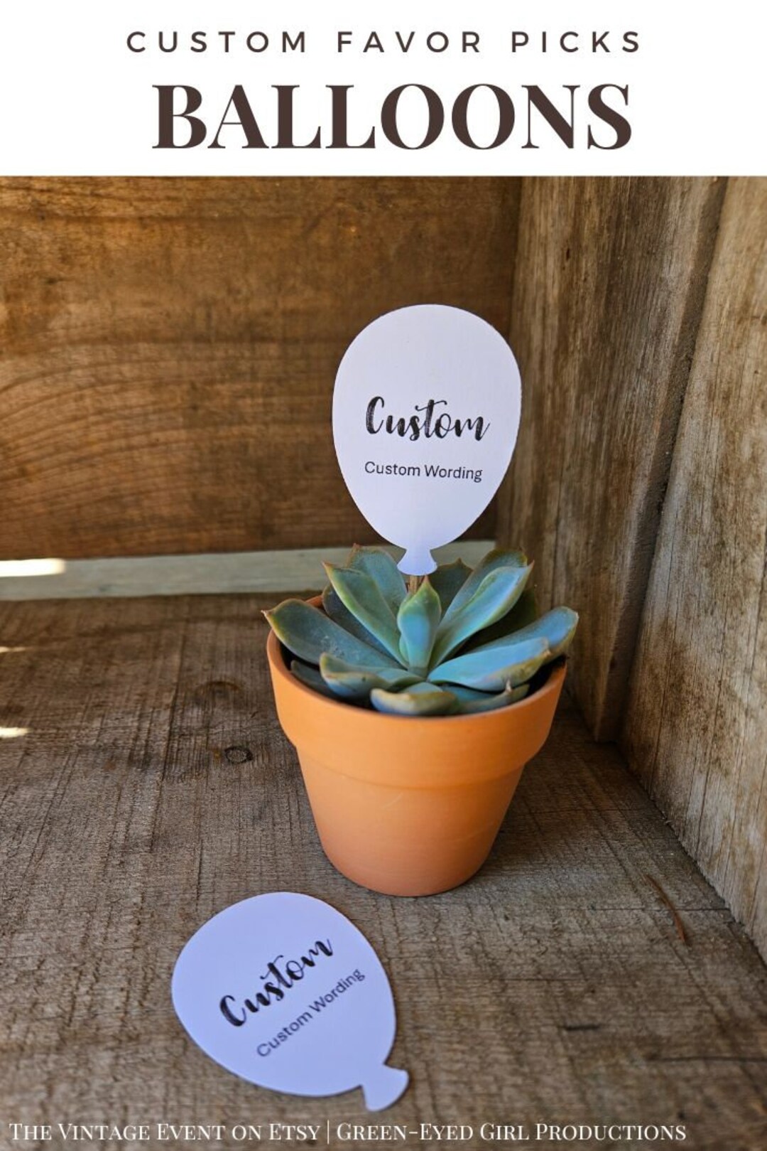 CUSTOM Favors Flags | BALLOON | Succulent Wedding Favors, Bridal Shower ...