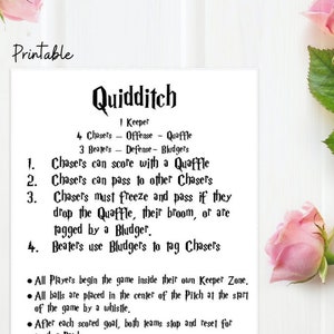 Quidditch Rules Printable Sign, Wizarding World Birthday Party Games - Etsy