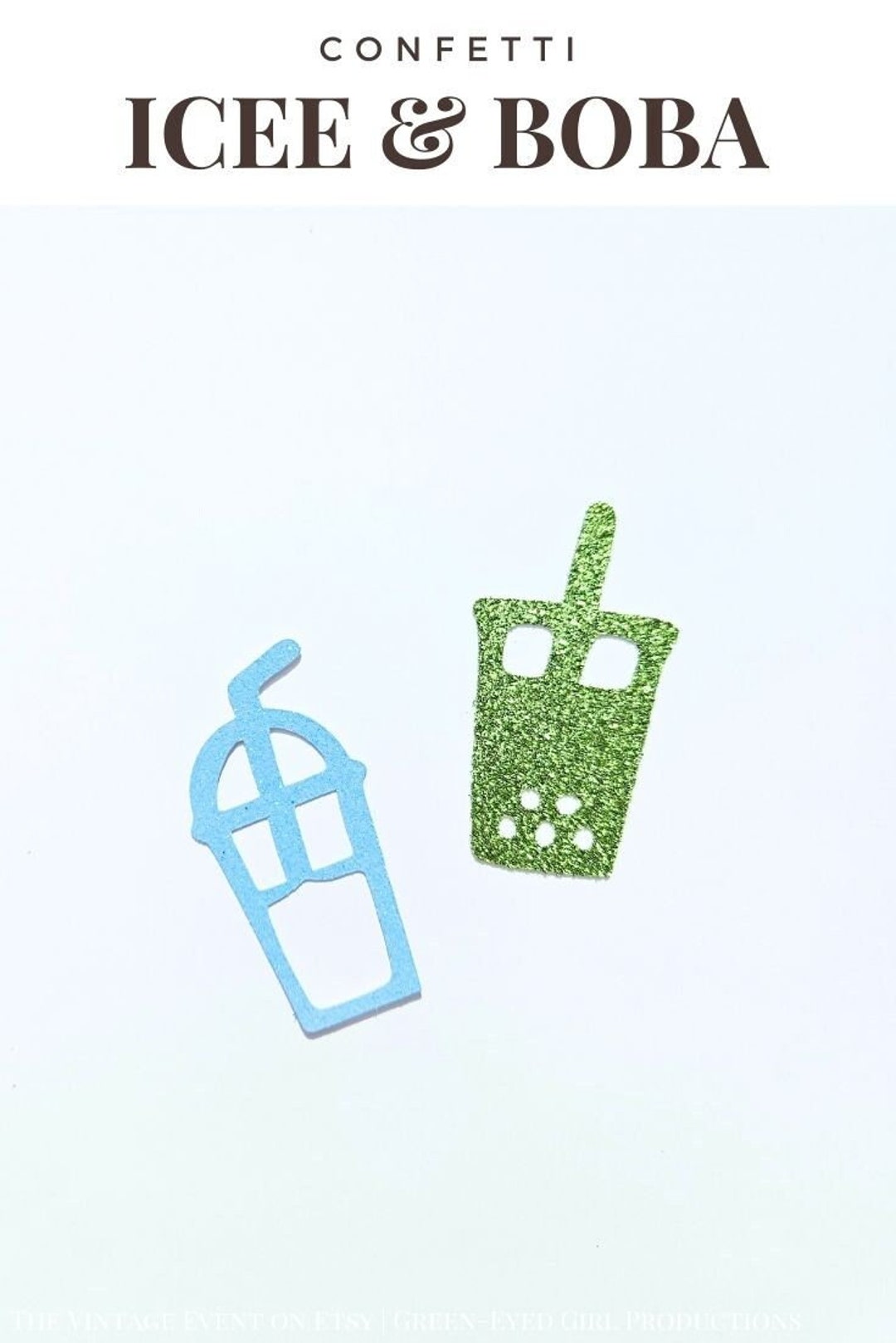 Icee and Boba | Confetti & Cupcake Toppers | Die Cut Shapes | GLITTER ...