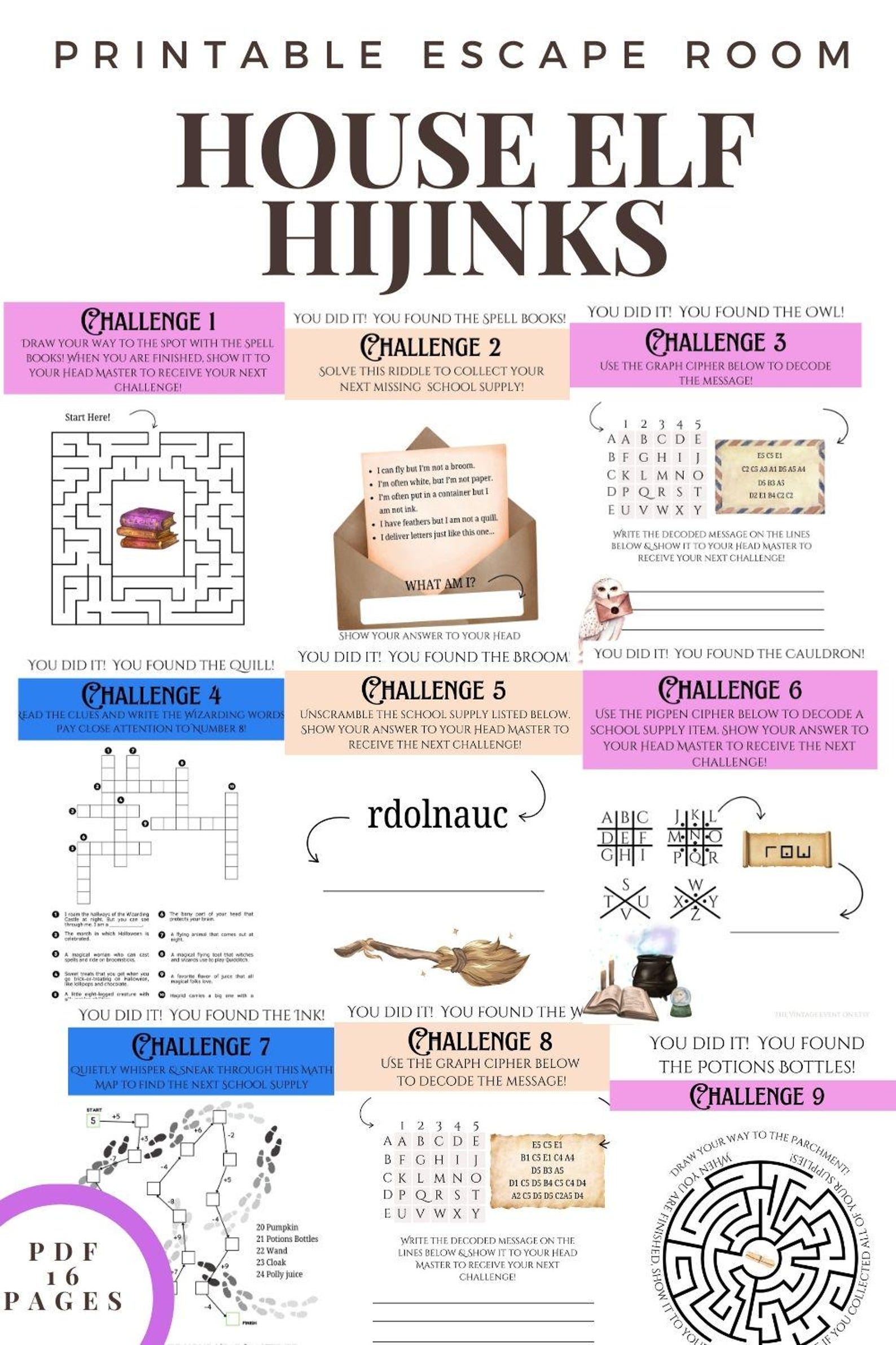 Wizard Escape Room | House Elf Hijinks | Birthday Party Theme ...