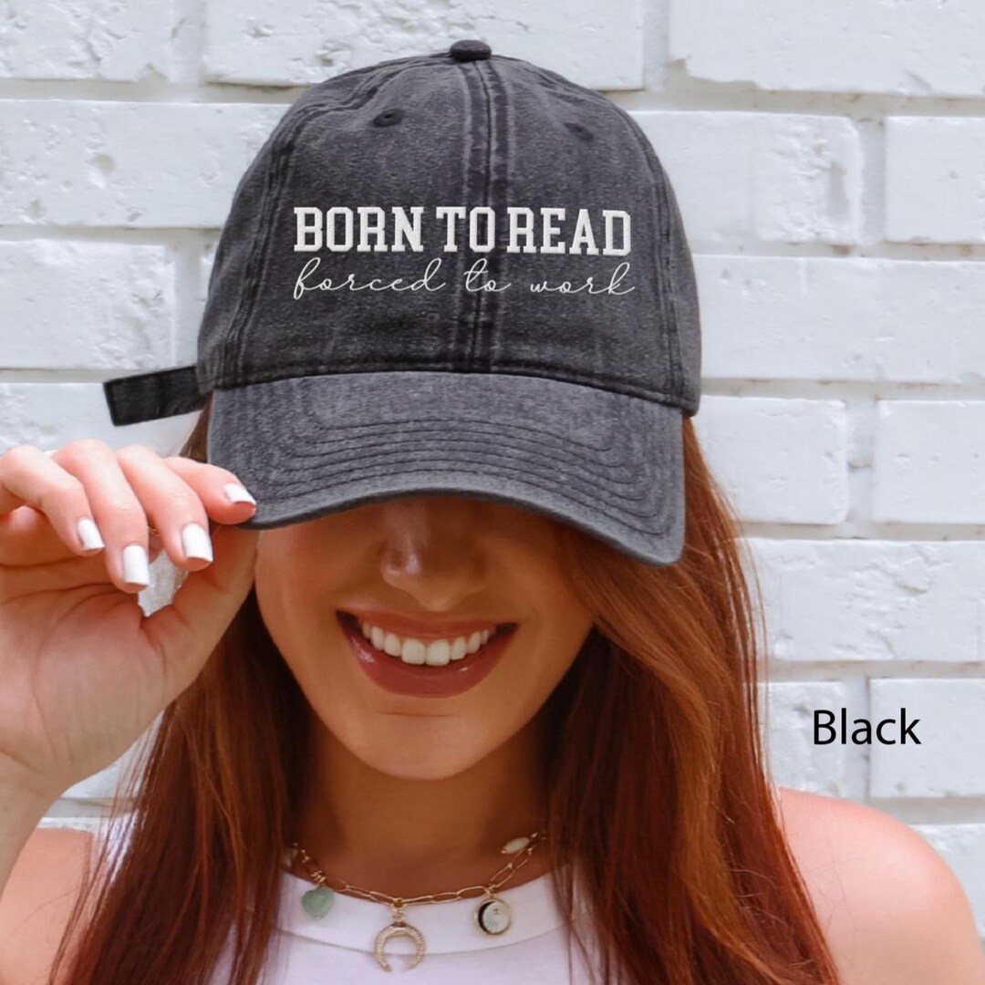 Embroidered Born to Read Hat Reading Teacher Gift Vintage Hat Bookish ...