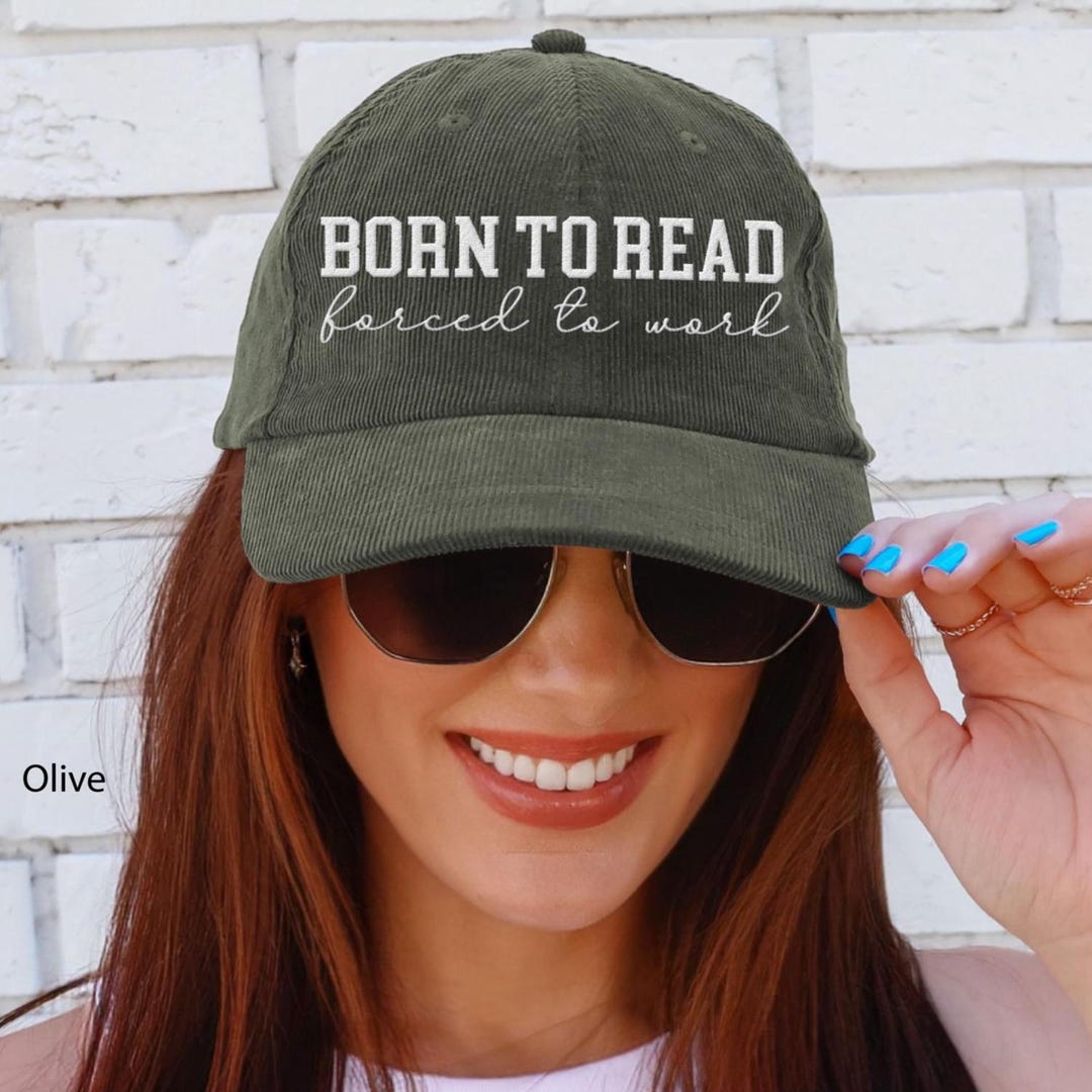 Embroidered Born to Read Hat Reading Teacher Gift Corduroy Hat Bookish ...