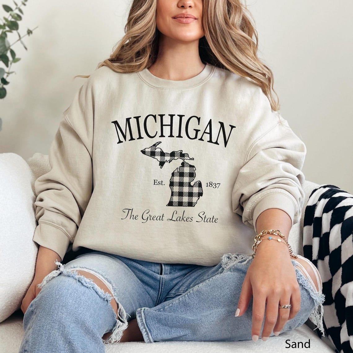 Custom Michigan Sweatshirt, Michigan Sweater, Michigan Crewneck ...