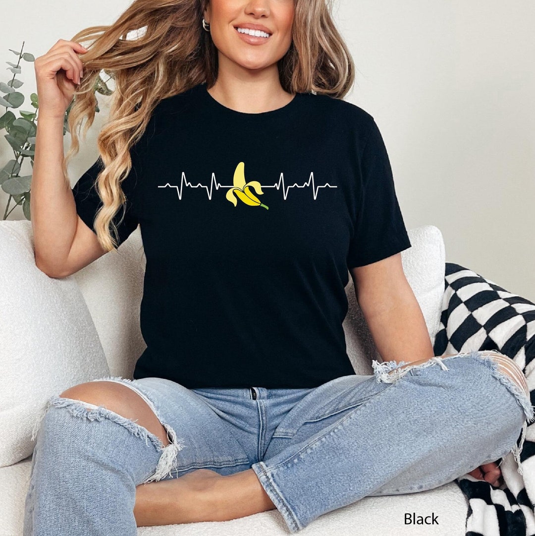Banana Heartbeat Shirt, Banana Shirt, Banana Lover Gift, Banana Theme ...