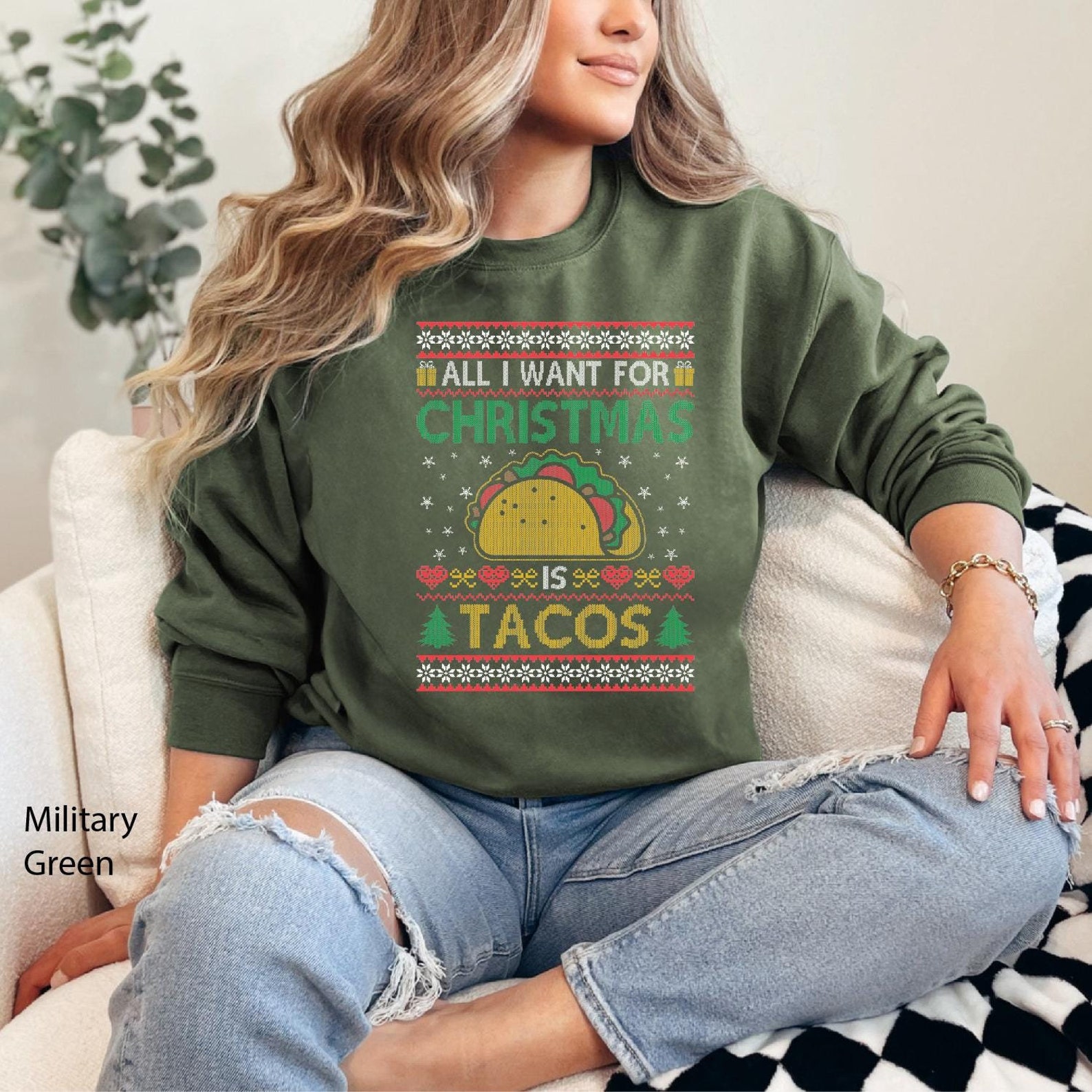 All I Want for Christmas is Tacos Ugly Christmas Sweater, Christmas ...