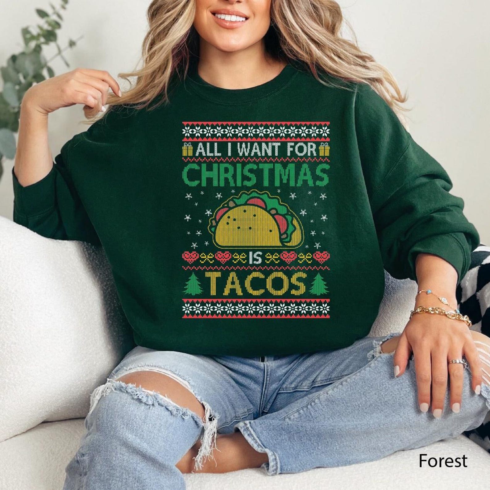 All I Want for Christmas is Tacos Ugly Christmas Sweater, Christmas ...