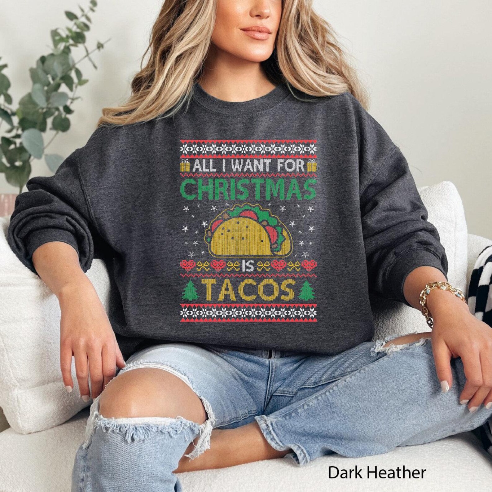 All I Want for Christmas is Tacos Ugly Christmas Sweater, Christmas ...