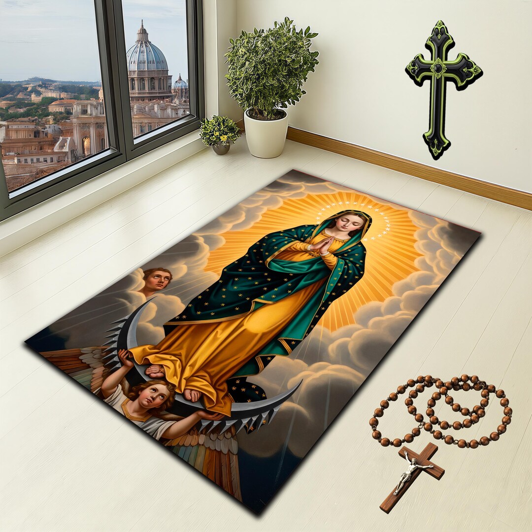 Our Lady of Guadalupe Rug, Jesus Mary Rug, Christian Prayer Rug, Holy ...