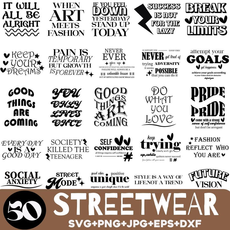 Streetwear Anime Design Bundle: 50 Trendy Graphics (digital Download ...