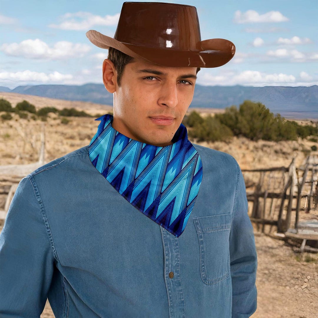 Western Cowboy Neckerchief, Geometric Bandana, Unisex Country Neck ...