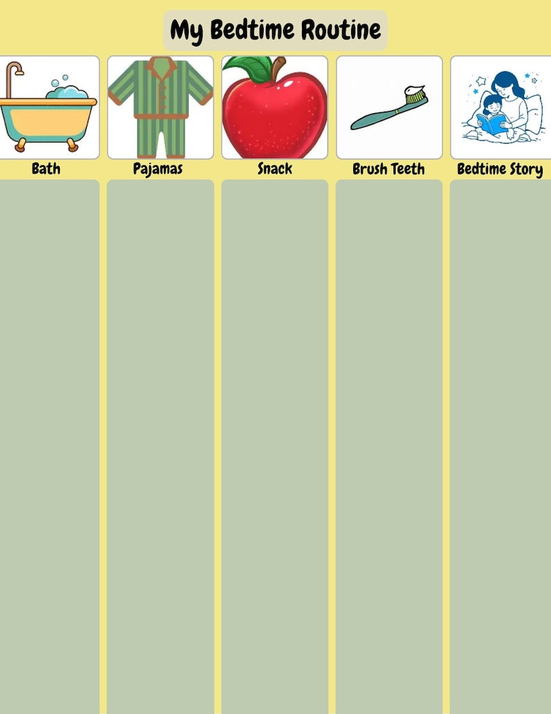 Bedtime Routine Chart for Kids - Printable Nighttime Schedule - Visual ...