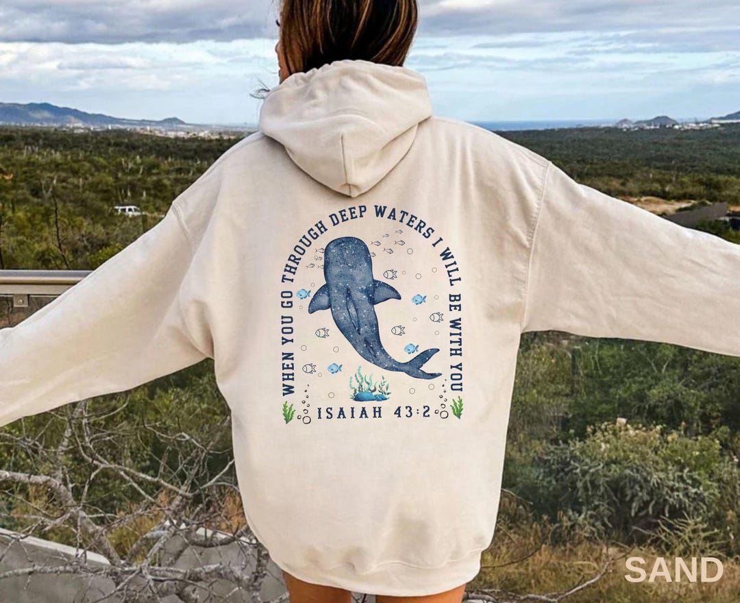 Christian Whale Hoodie, Bible Verse Hoodie, Ocean Faith Sweatshirt ...