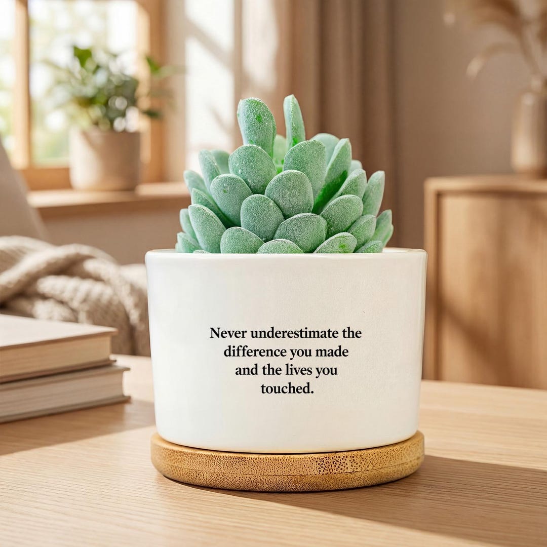 Inspirational Quote Planter Pot, White Minimalist Succulent Pot With ...