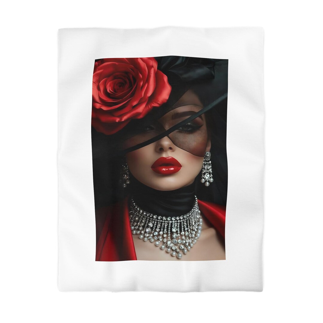 Elegant Woman in Glamorous Pose, Elegant Rose Duvet Cover, Glamorous ...