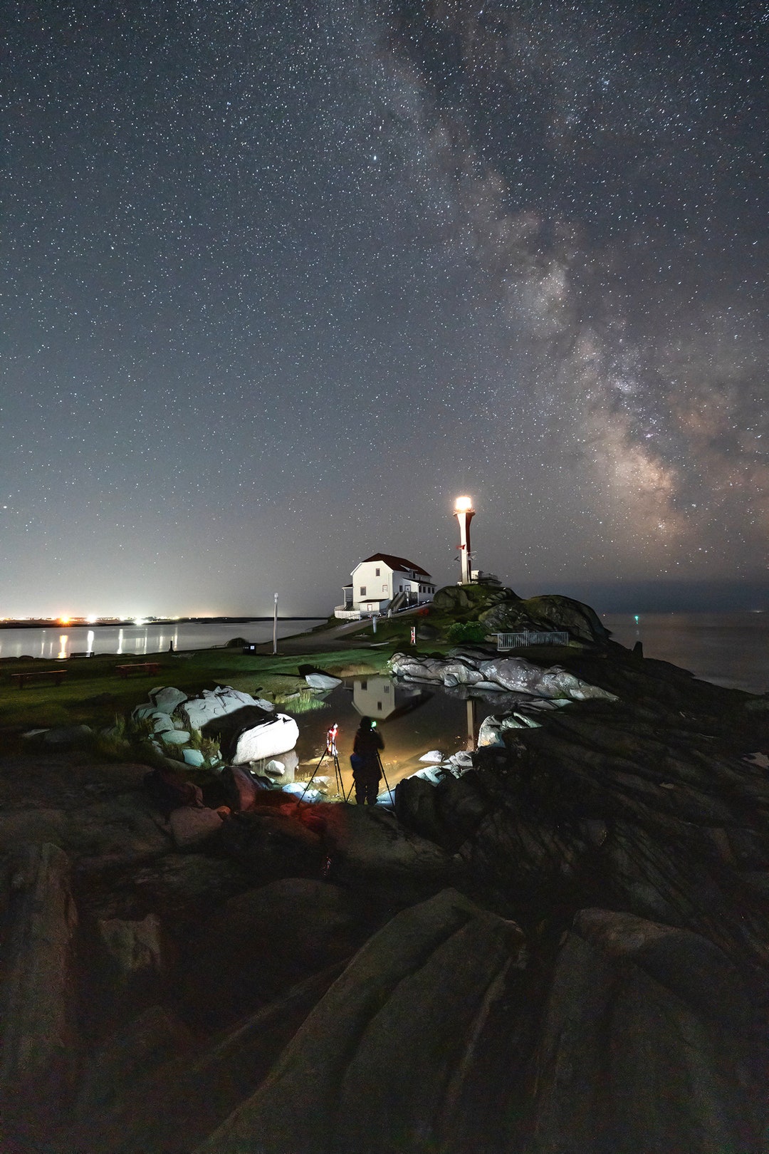 Cape Forchu Milky Way Lighthouse in Yarmouth, Nova Scotia, South West ...