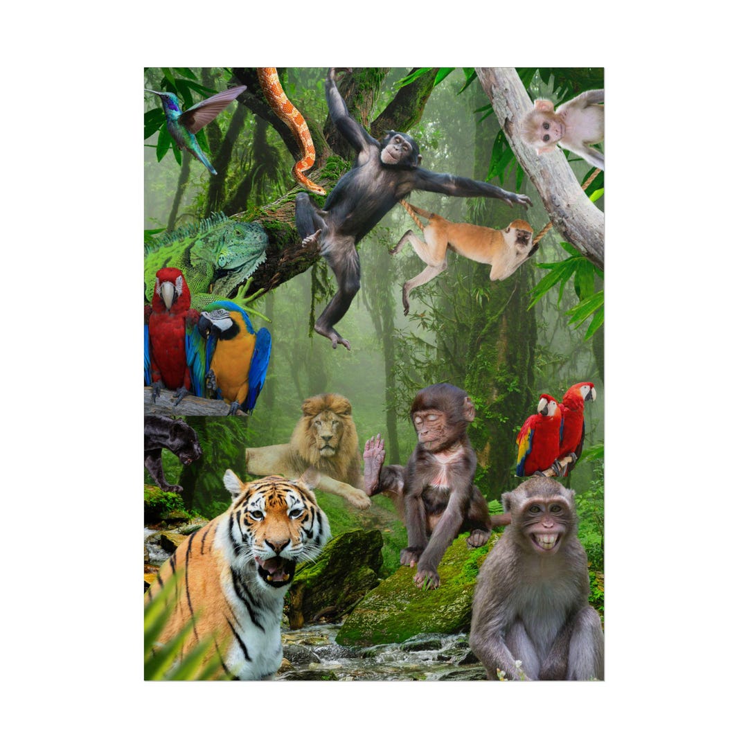 Jungle-themed Posters, Wild Animal Wall Art, Jungle Room Decor - Etsy