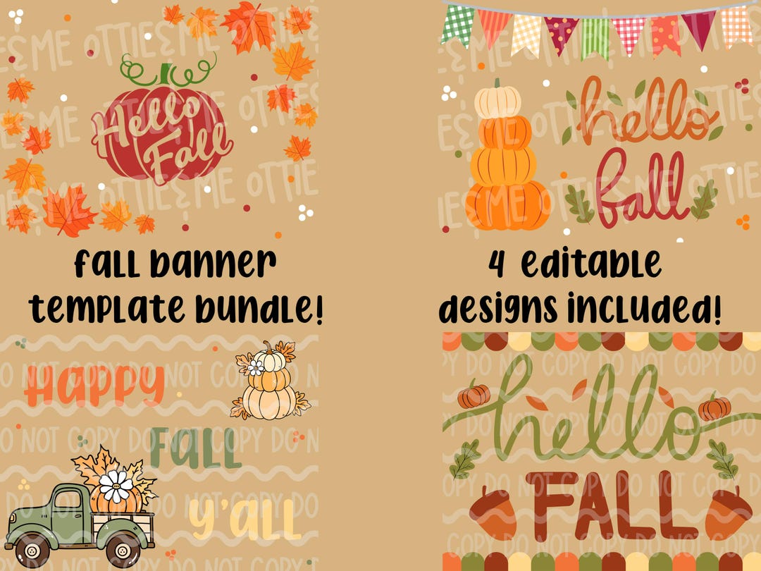 Editable Fall Banner Template BUNDLE | DIY Party Printable (digital ...