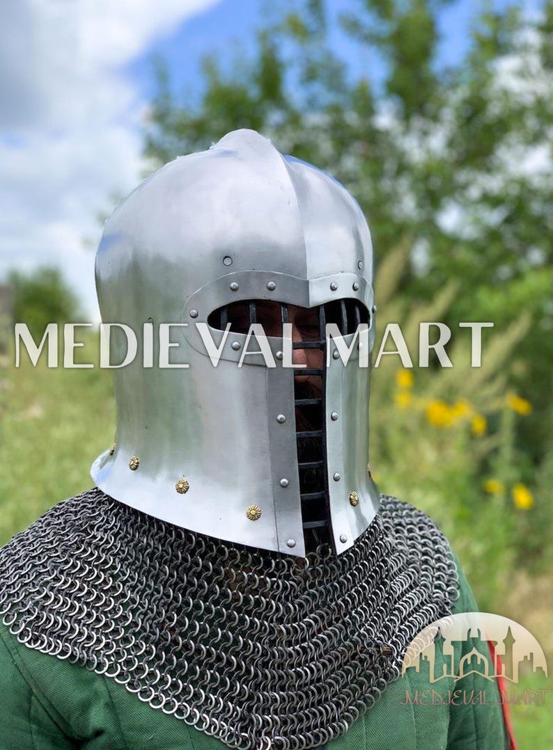 MEDIEVALMART 1500 AD Italian Barbute T Shaped Visor Helmet Medieval Steel Barbute Helm by ...