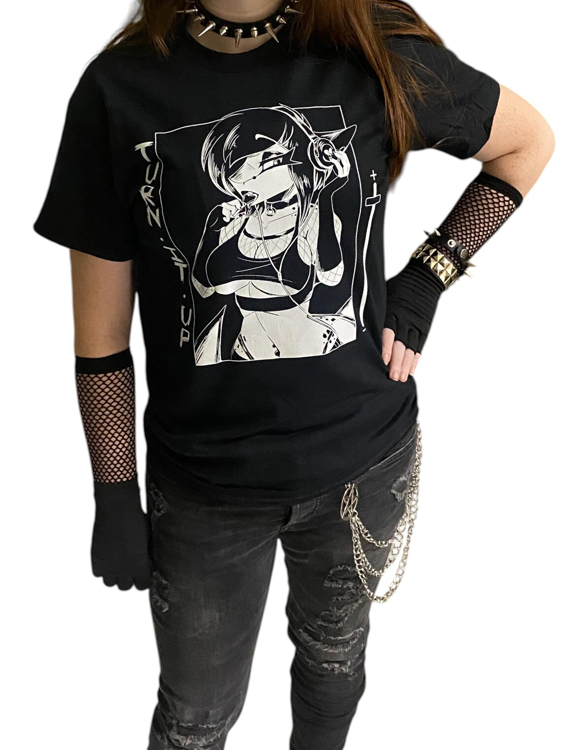 Turn It up - Y2K Furry Shark Girl Music T-shirt - Etsy