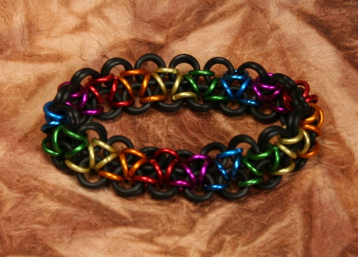 Rainbow and Black Japanese Bracelet (thin) - Etsy