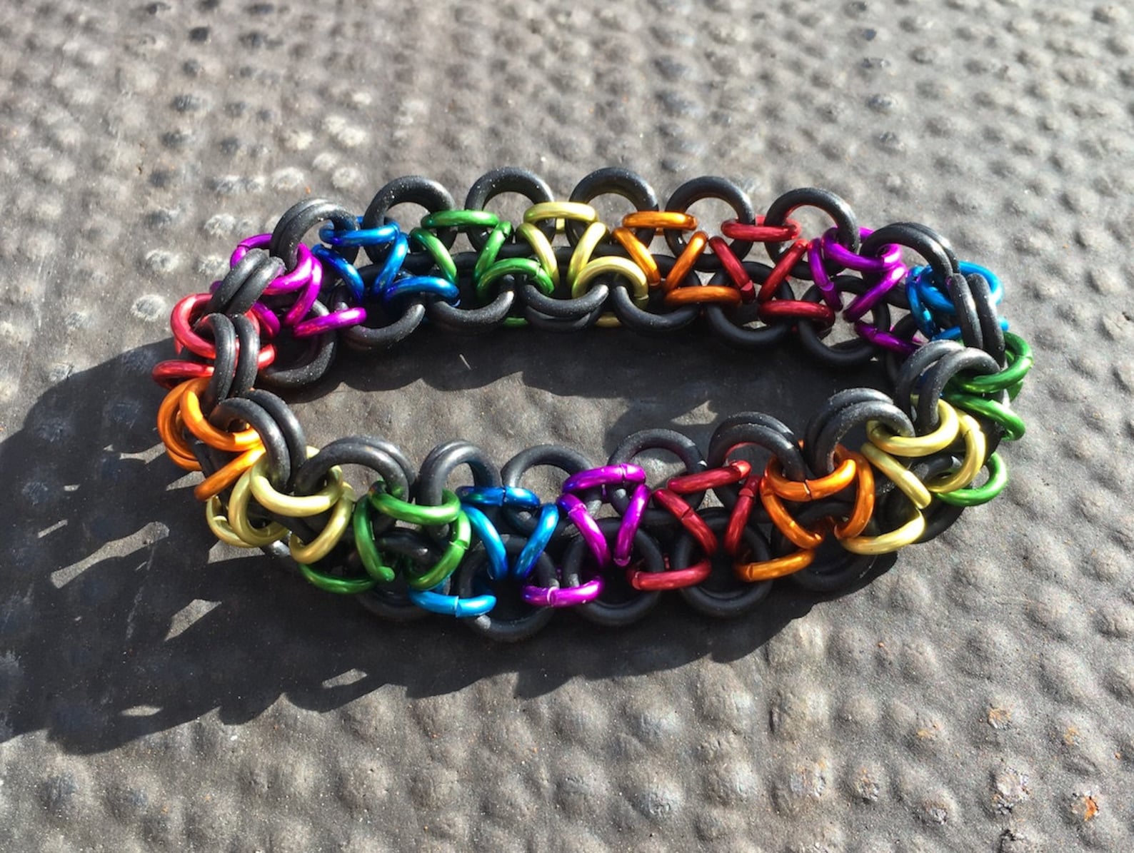 Rainbow and Black Japanese Bracelet (thin) - Etsy